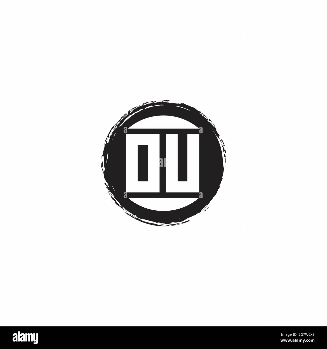 OU Logo Initial Letter Monogram with abstrac circle shape design template isolated in white ...