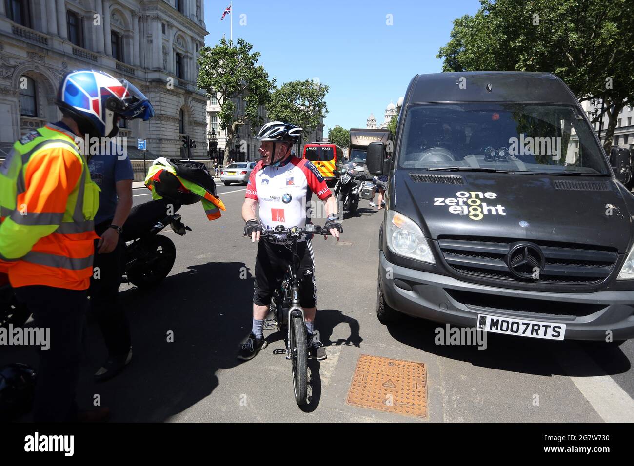 London, England, UK. 16th July, 2021. Chelsea pensioner, MIKE ATKINSON (79), is seen ahead of an ...