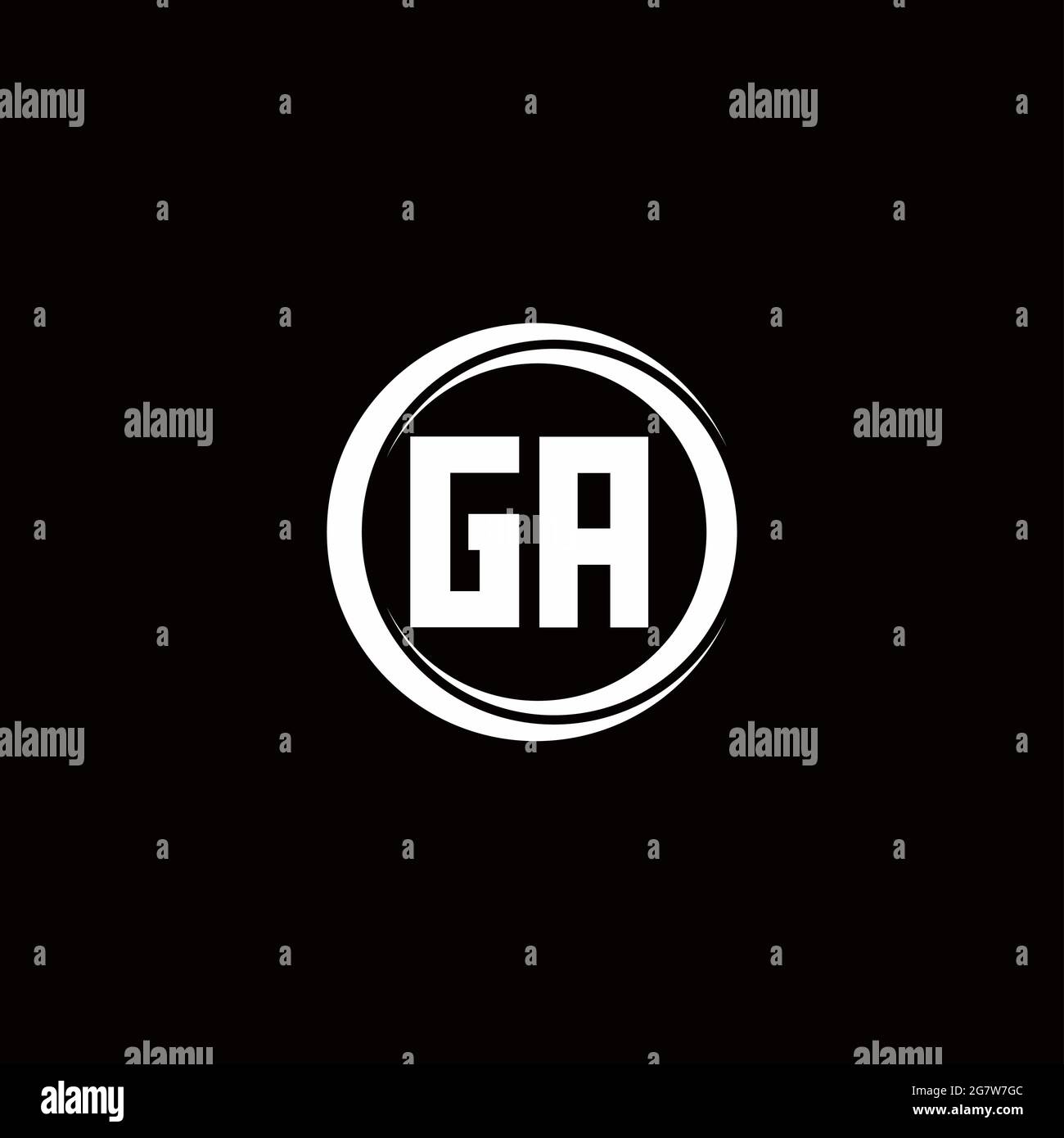 GA logo initial letter monogram with circle slice rounded design ...
