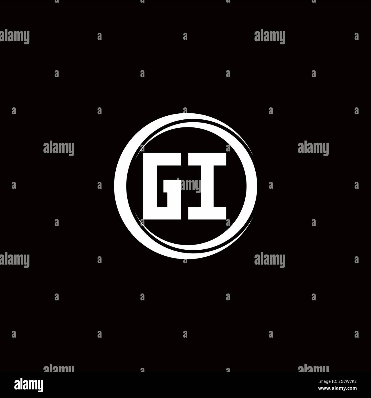 GI logo initial letter monogram with circle slice rounded design ...