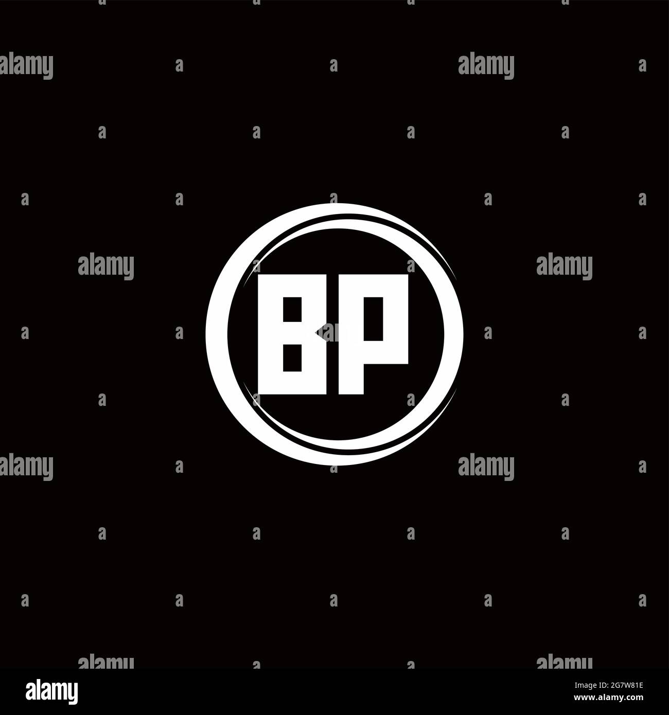 BP logo initial letter monogram with circle slice rounded design ...