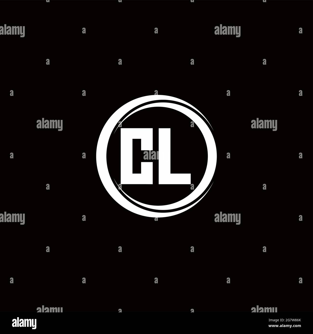 CL logo initial letter monogram with circle slice rounded design ...