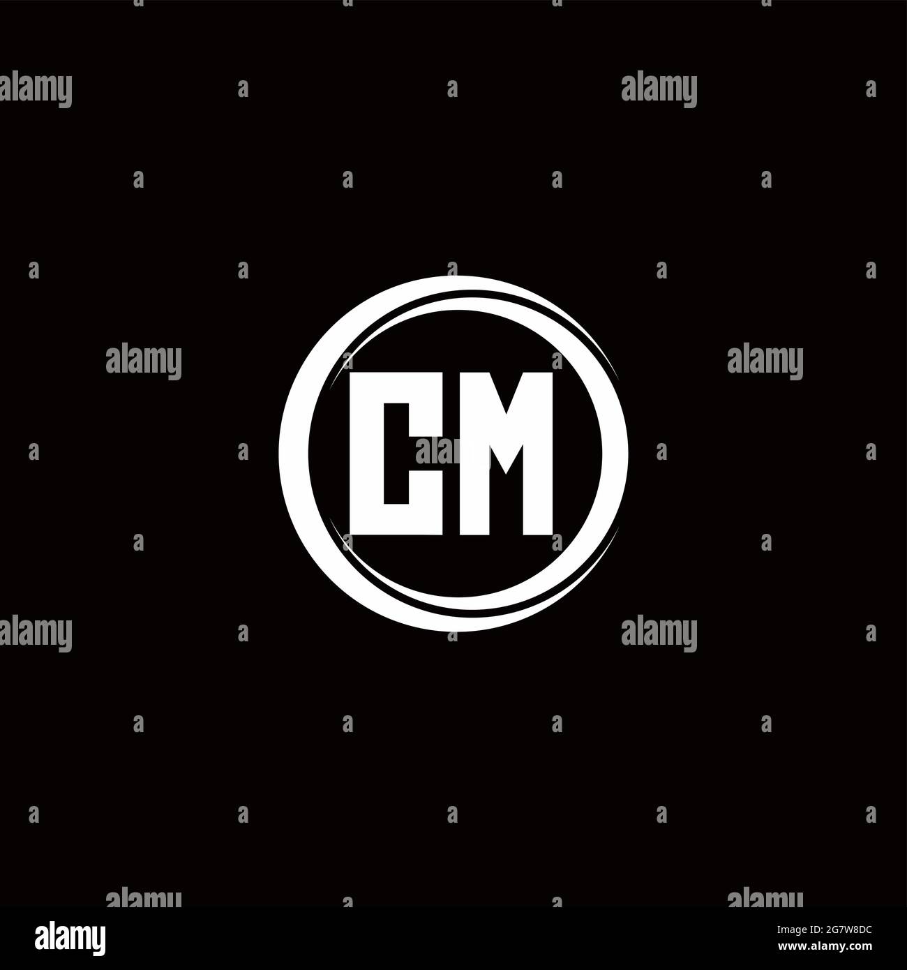 CM logo initial letter monogram with circle slice rounded design ...