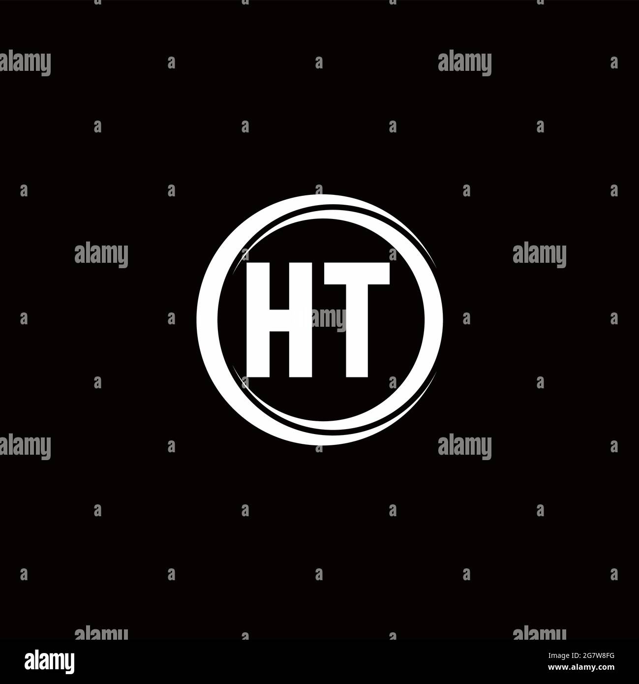 HT logo initial letter monogram with circle slice rounded design ...