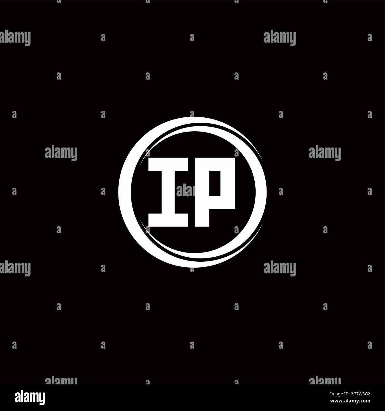 IP logo initial letter monogram with circle slice rounded design ...