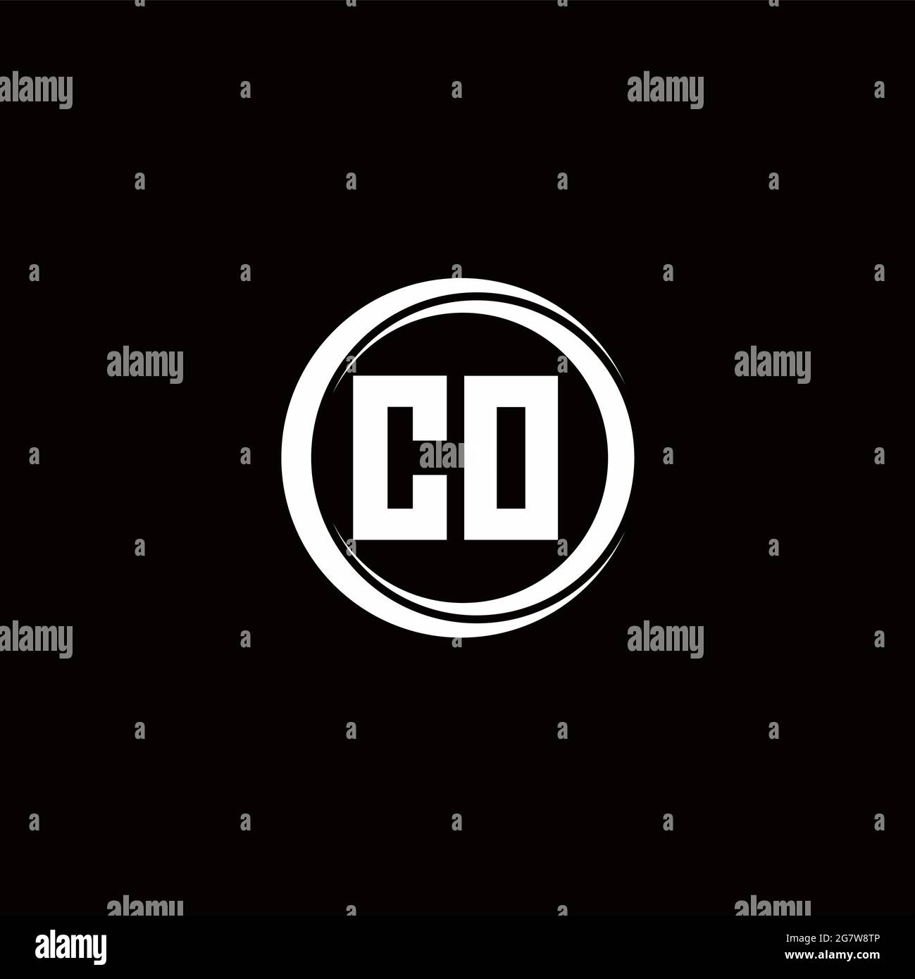 CO logo initial letter monogram with circle slice rounded design ...
