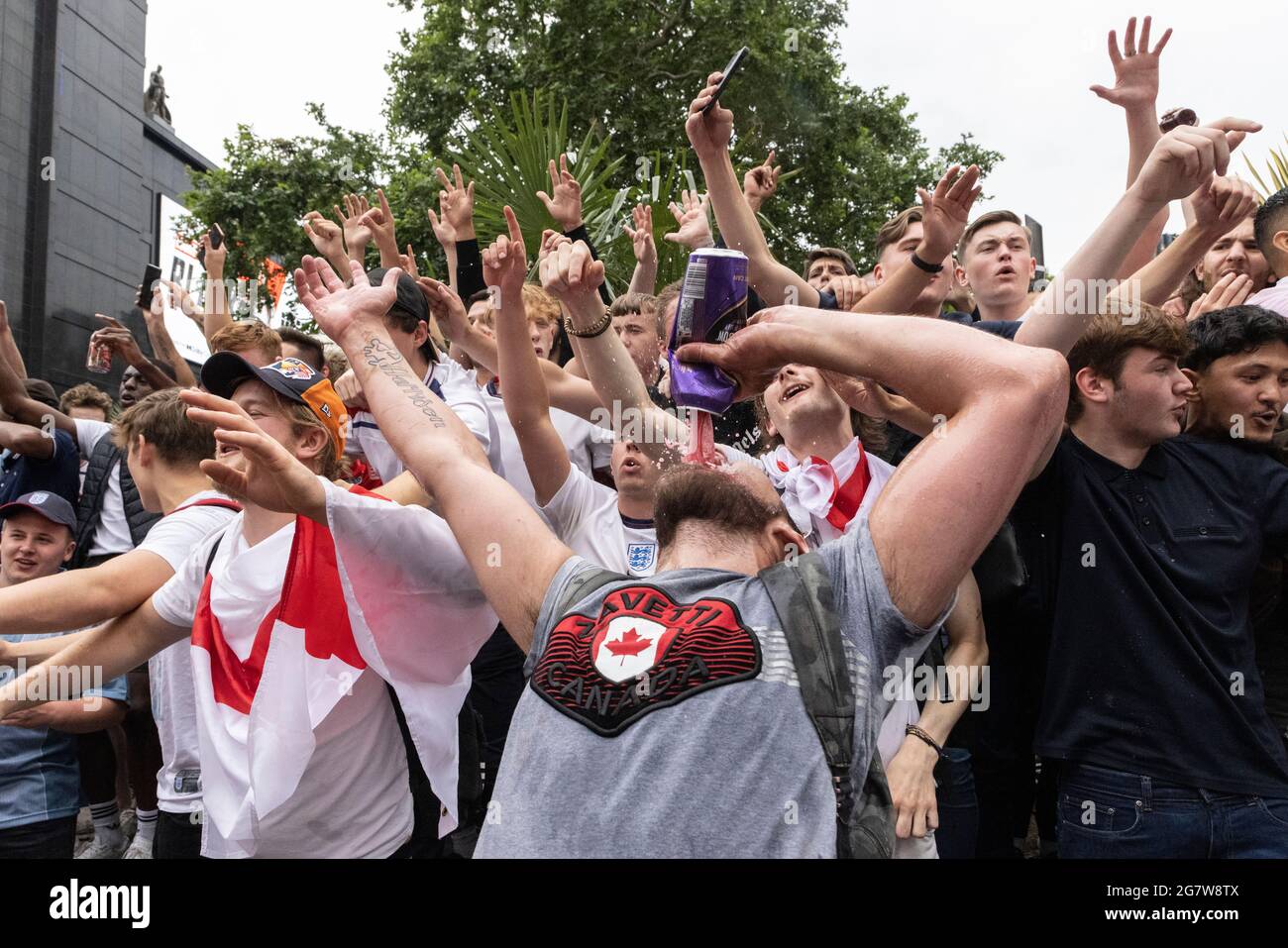 Crowd of English football fans partying before the England vs Italy ...