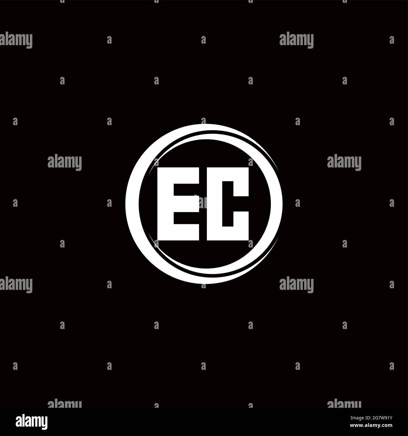 EC logo initial letter monogram with circle slice rounded design ...