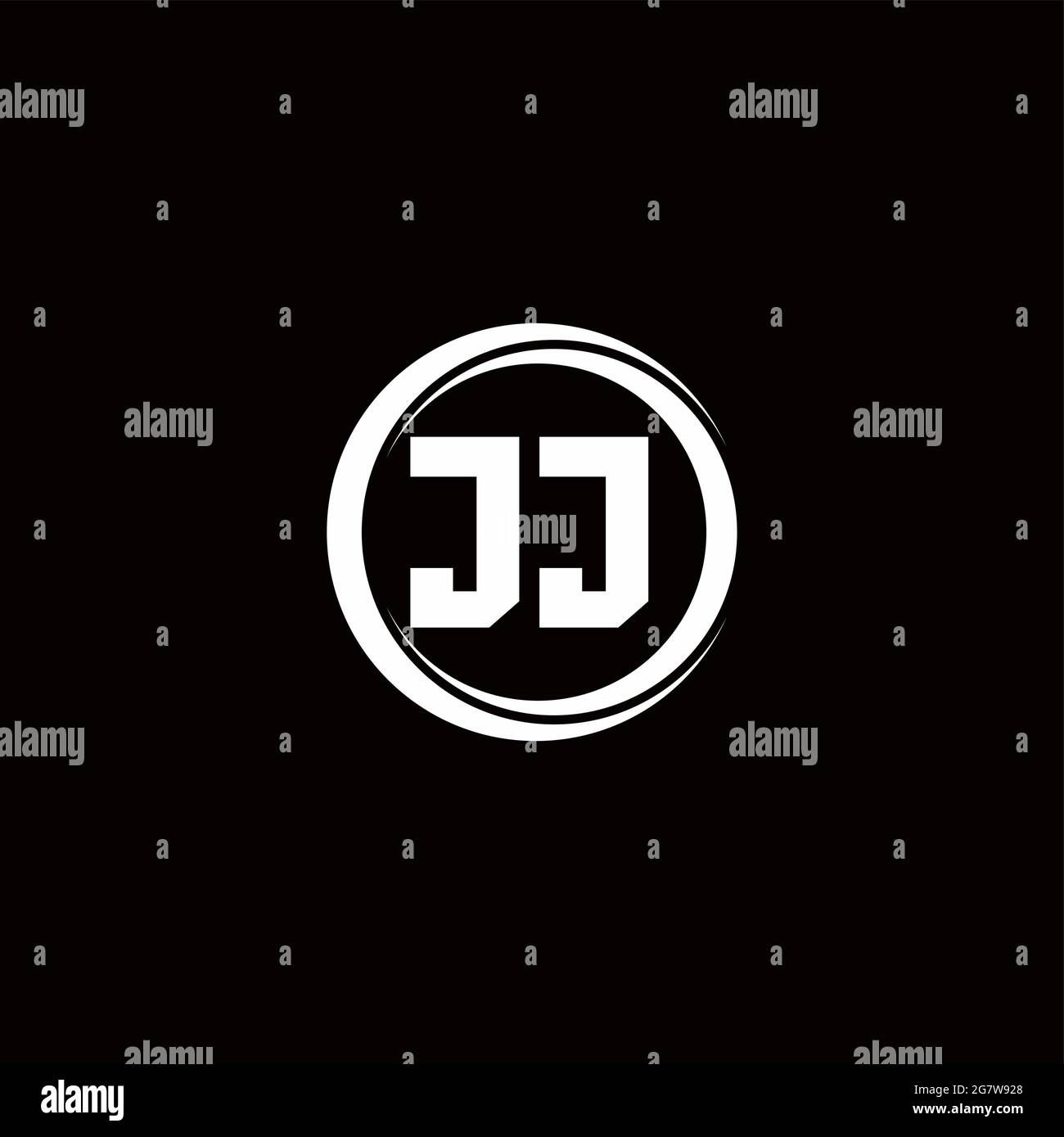 JJ logo initial letter monogram with circle slice rounded design ...