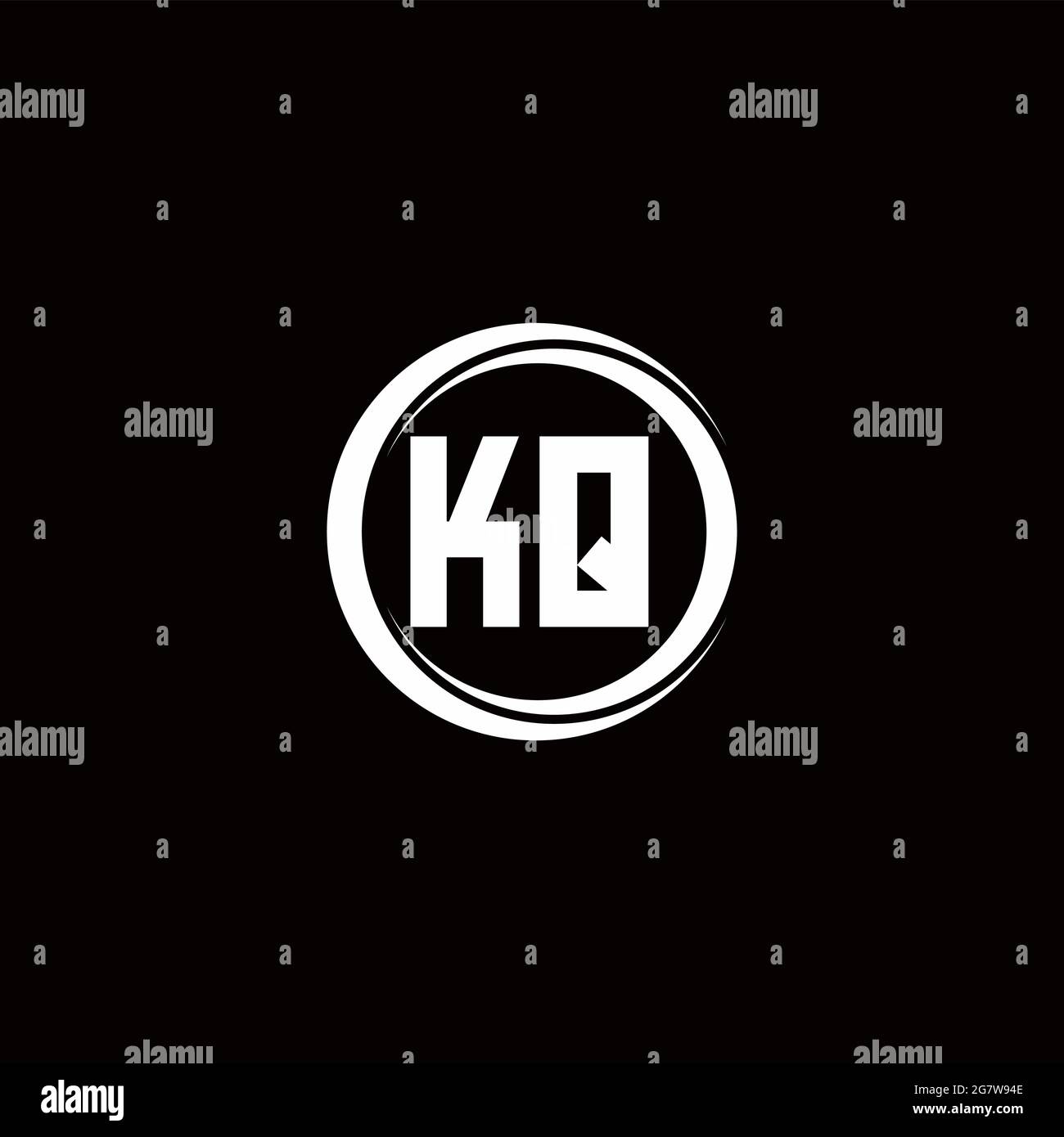 KQ logo initial letter monogram with circle slice rounded design ...