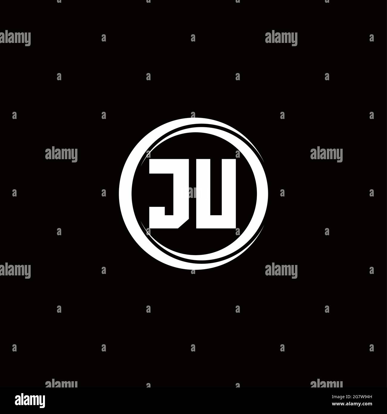 JU logo initial letter monogram with circle slice rounded design ...