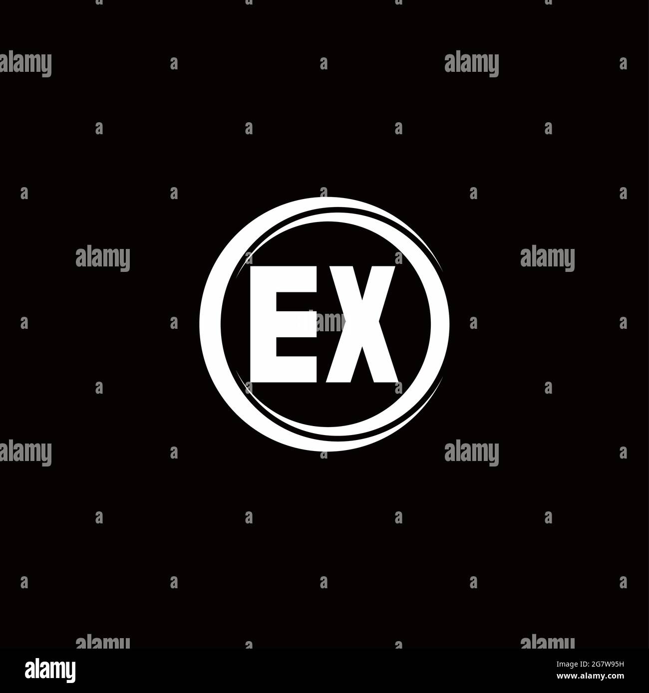 EX logo initial letter monogram with circle slice rounded design ...