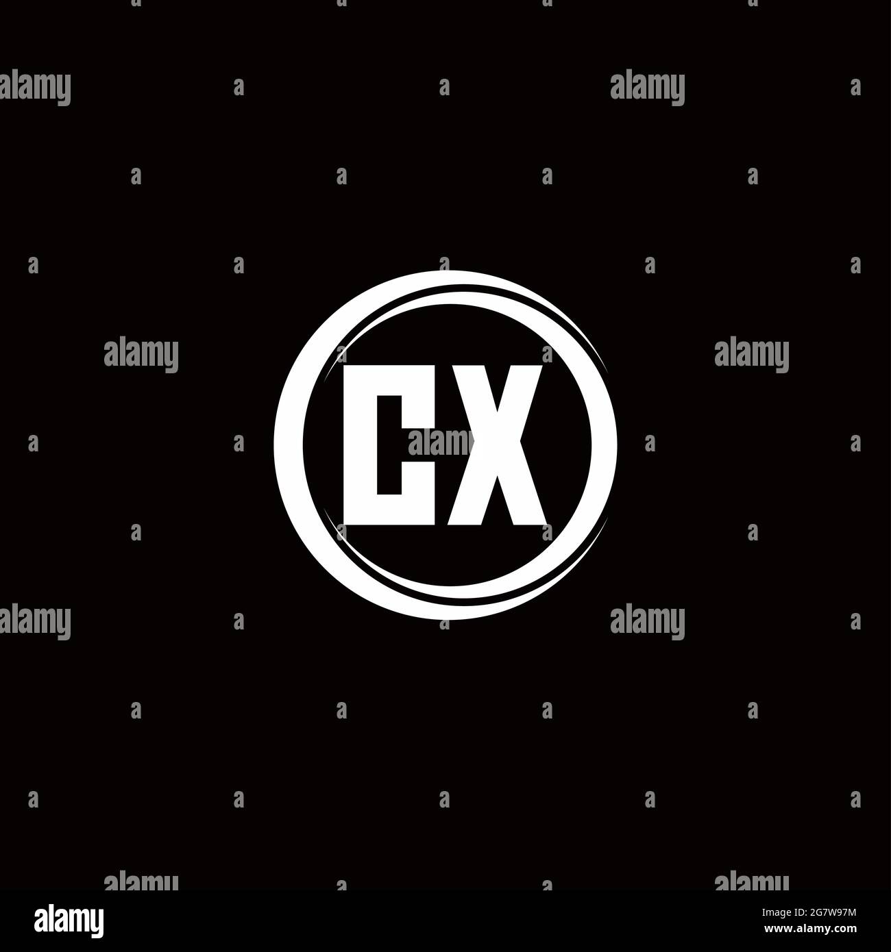 CX logo initial letter monogram with circle slice rounded design ...