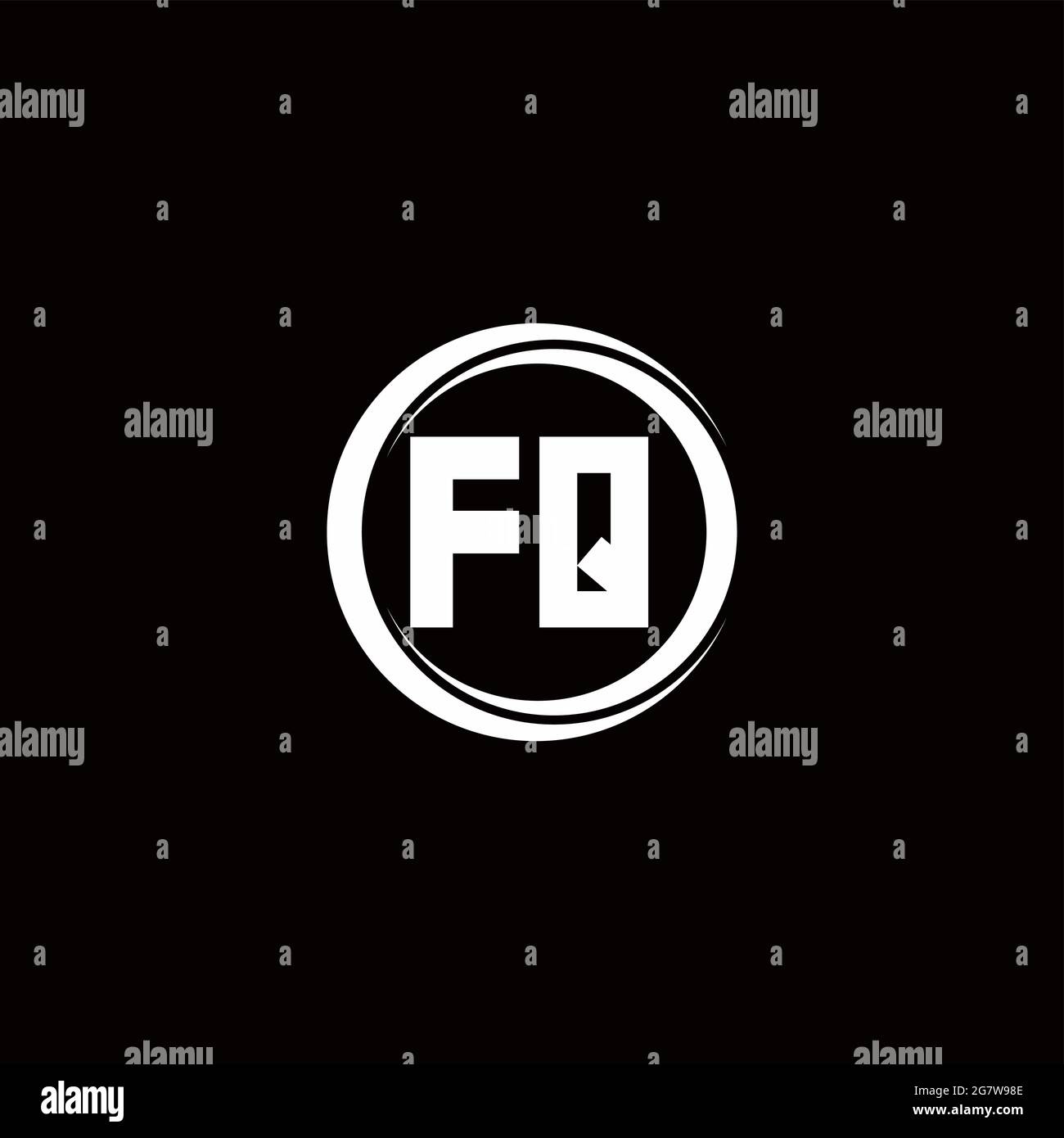 FQ logo initial letter monogram with circle slice rounded design ...