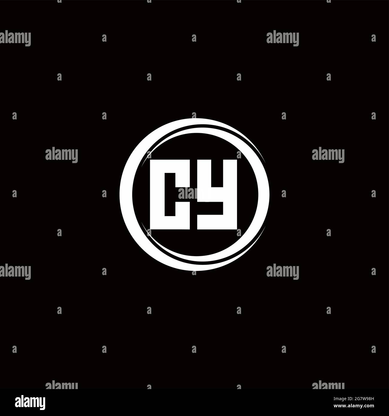 CY logo initial letter monogram with circle slice rounded design ...