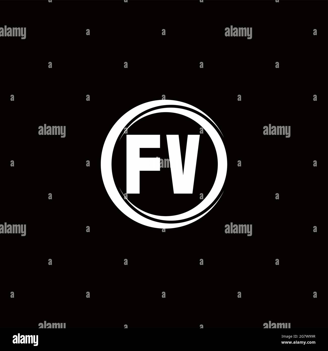 FV logo initial letter monogram with circle slice rounded design ...
