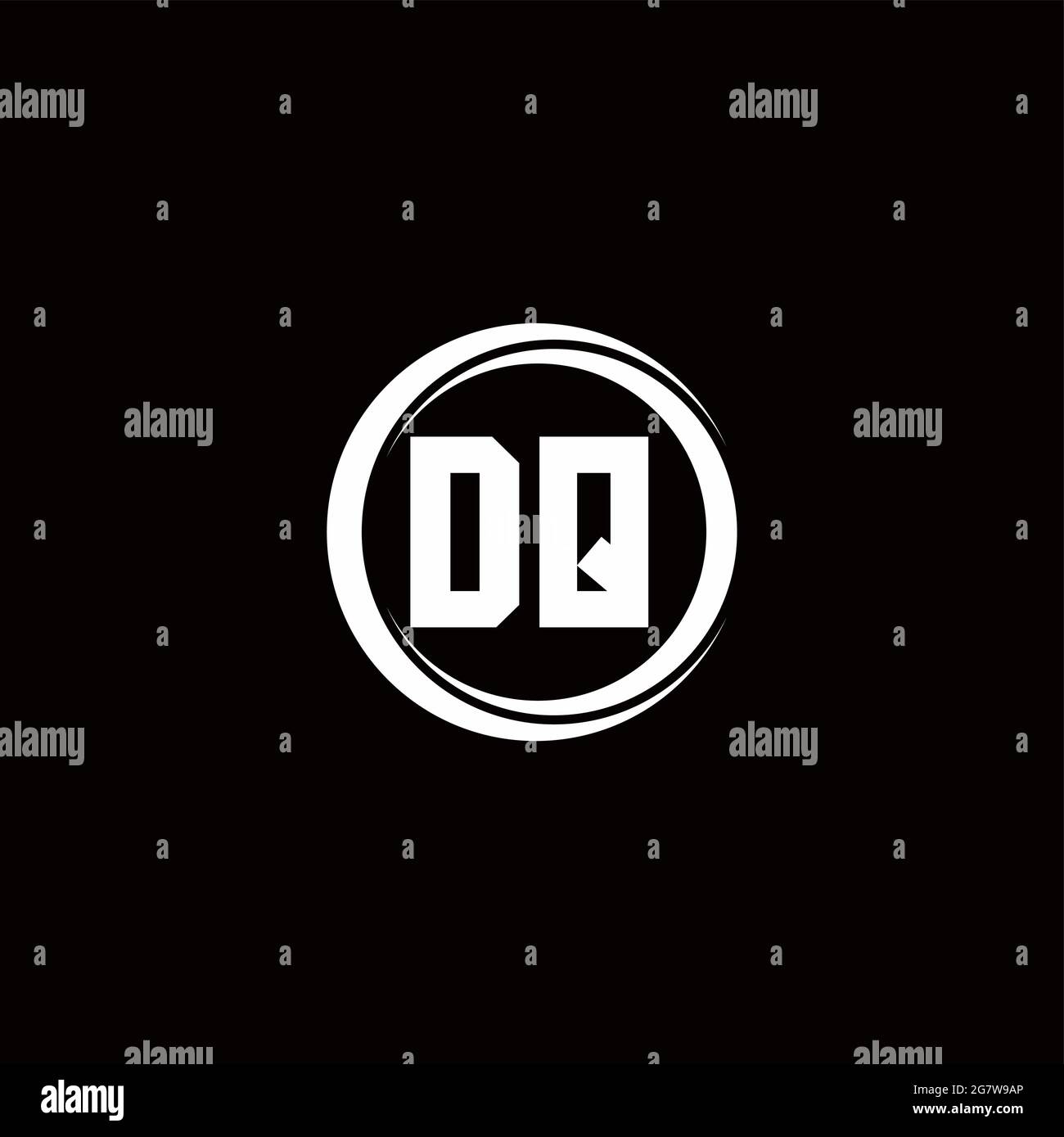 DQ logo initial letter monogram with circle slice rounded design ...