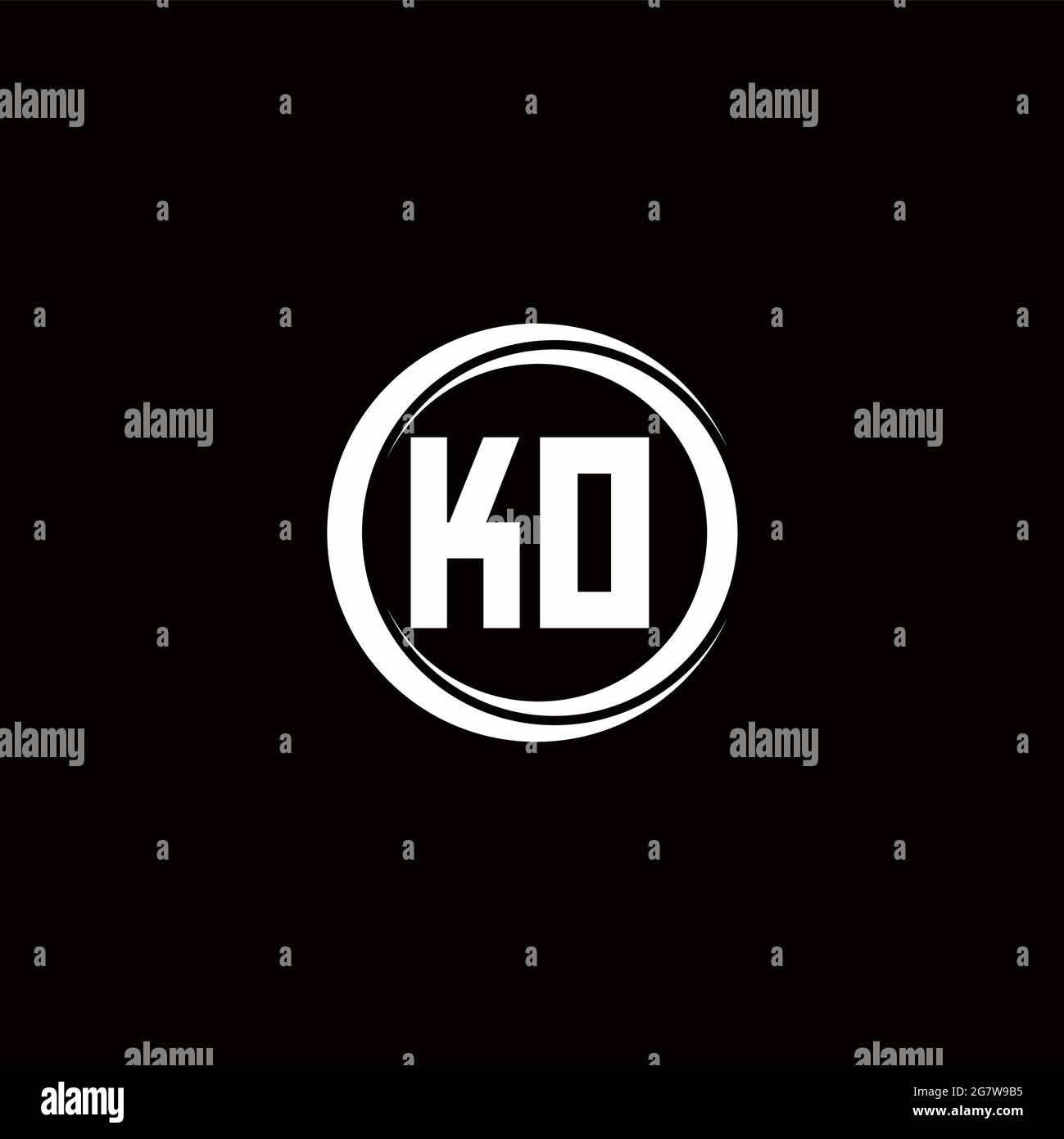 KO logo initial letter monogram with circle slice rounded design ...