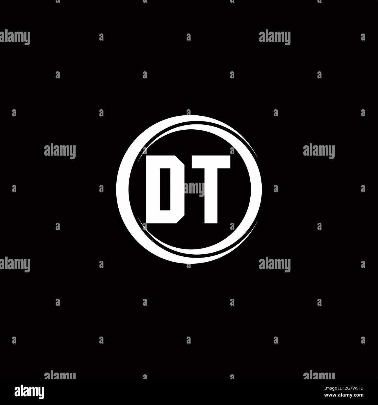 DT logo initial letter monogram with circle slice rounded design ...