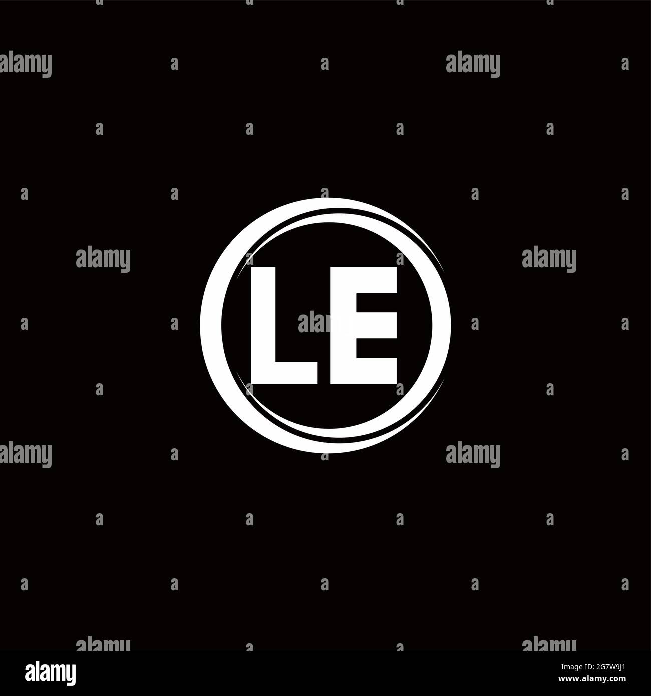 LE logo initial letter monogram with circle slice rounded design ...