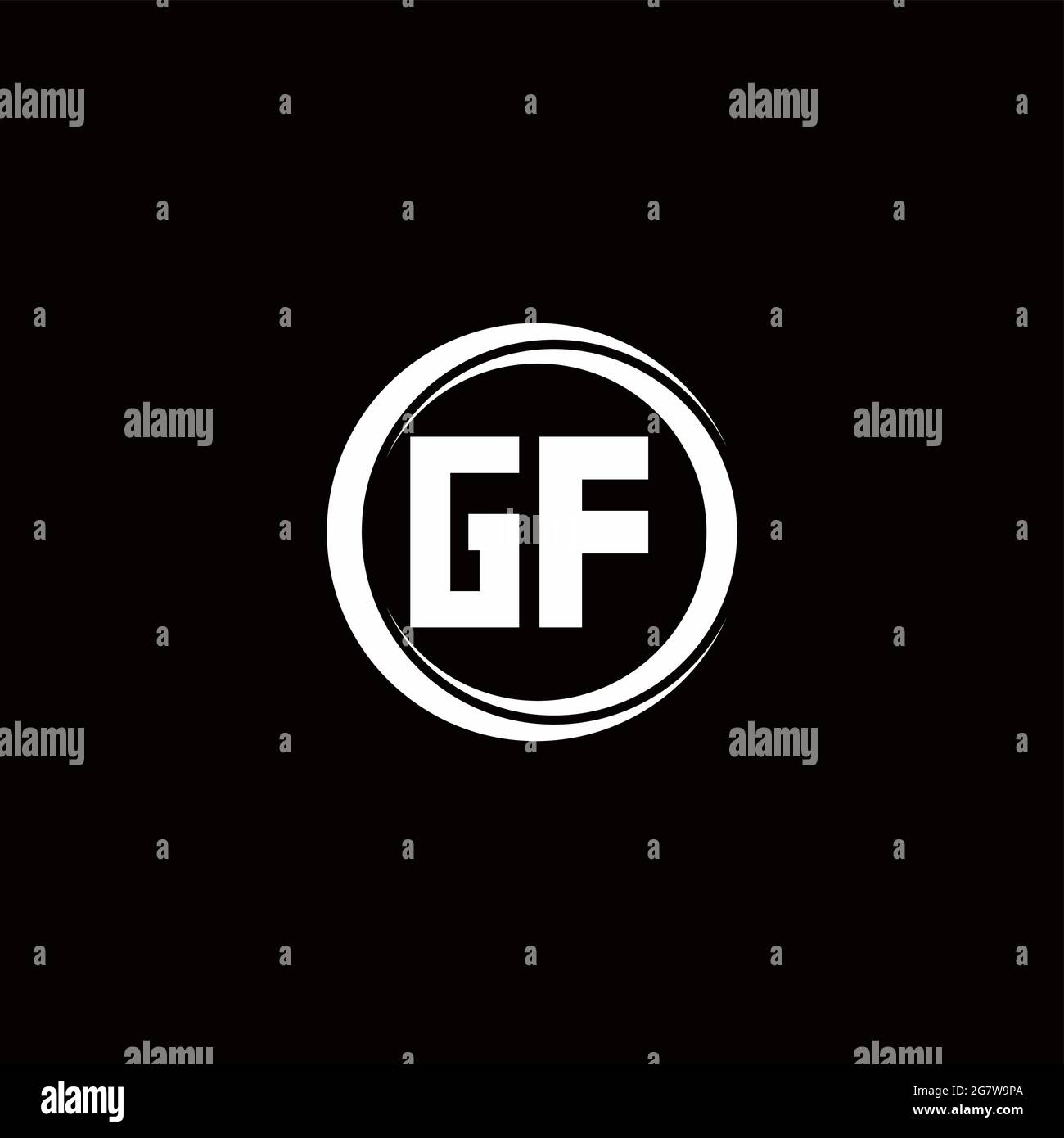 GF logo initial letter monogram with circle slice rounded design ...