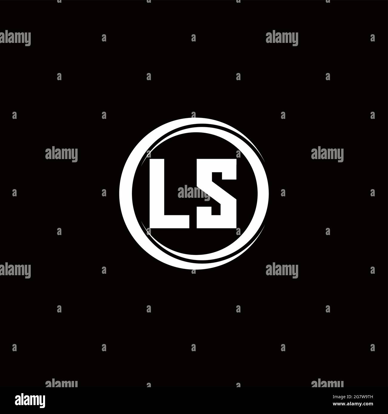 LS logo initial letter monogram with circle slice rounded design template isolated in black ...