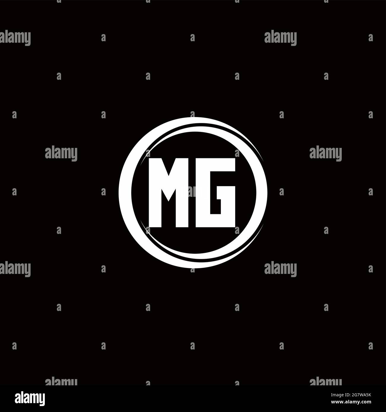 MG logo initial letter monogram with circle slice rounded design ...
