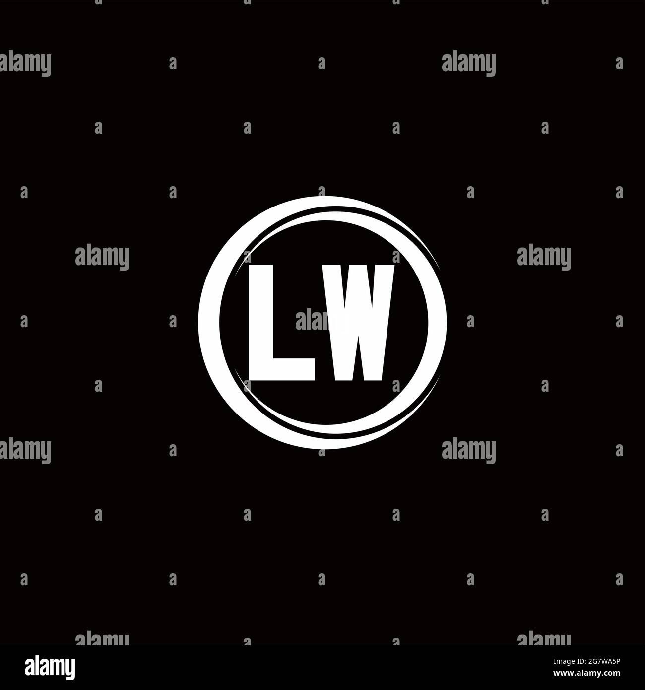 LW logo initial letter monogram with circle slice rounded design ...