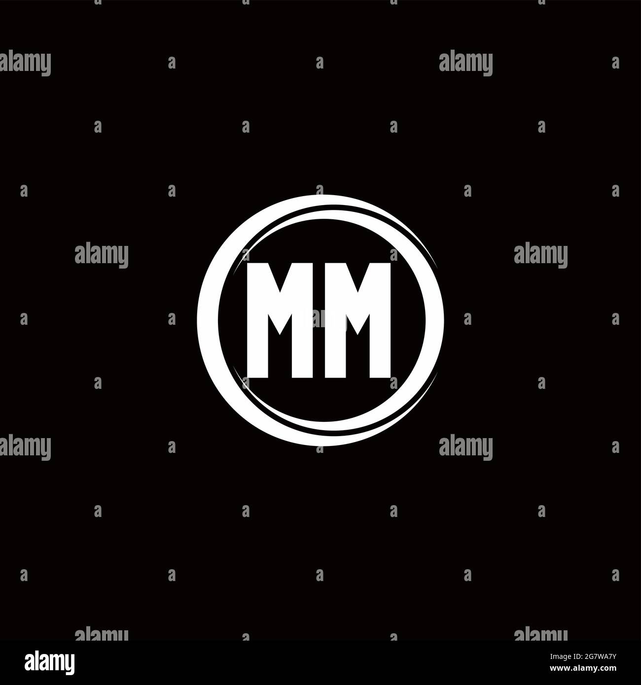 MM logo initial letter monogram with circle slice rounded design ...