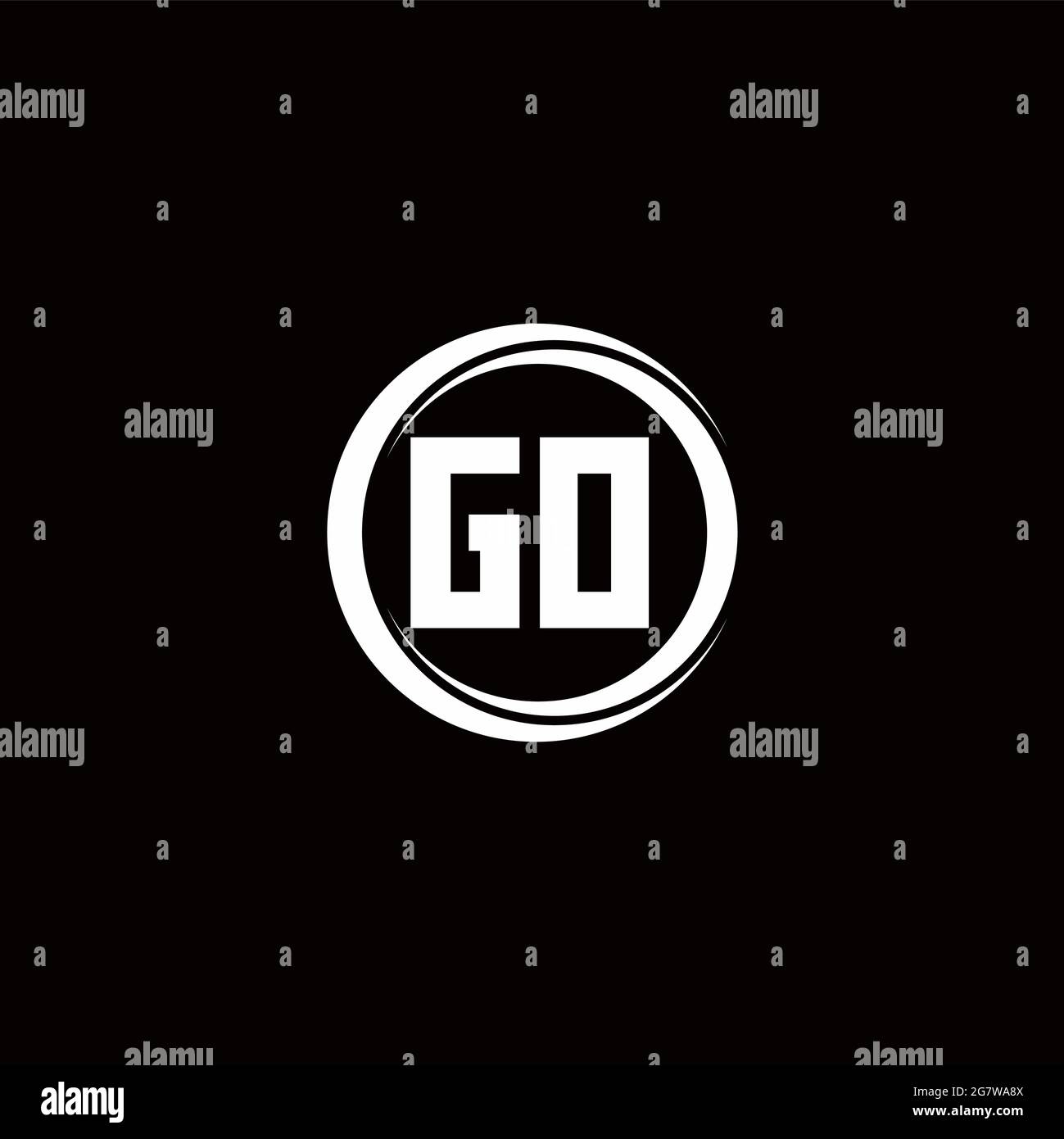 GO logo initial letter monogram with circle slice rounded design ...