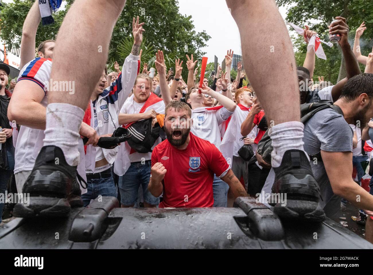 Crowd of English football fans partying before the England vs Italy ...