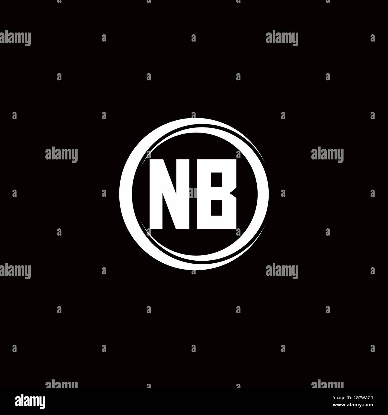 NB logo initial letter monogram with circle slice rounded design ...