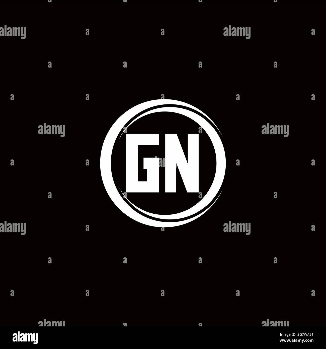 GN logo initial letter monogram with circle slice rounded design ...
