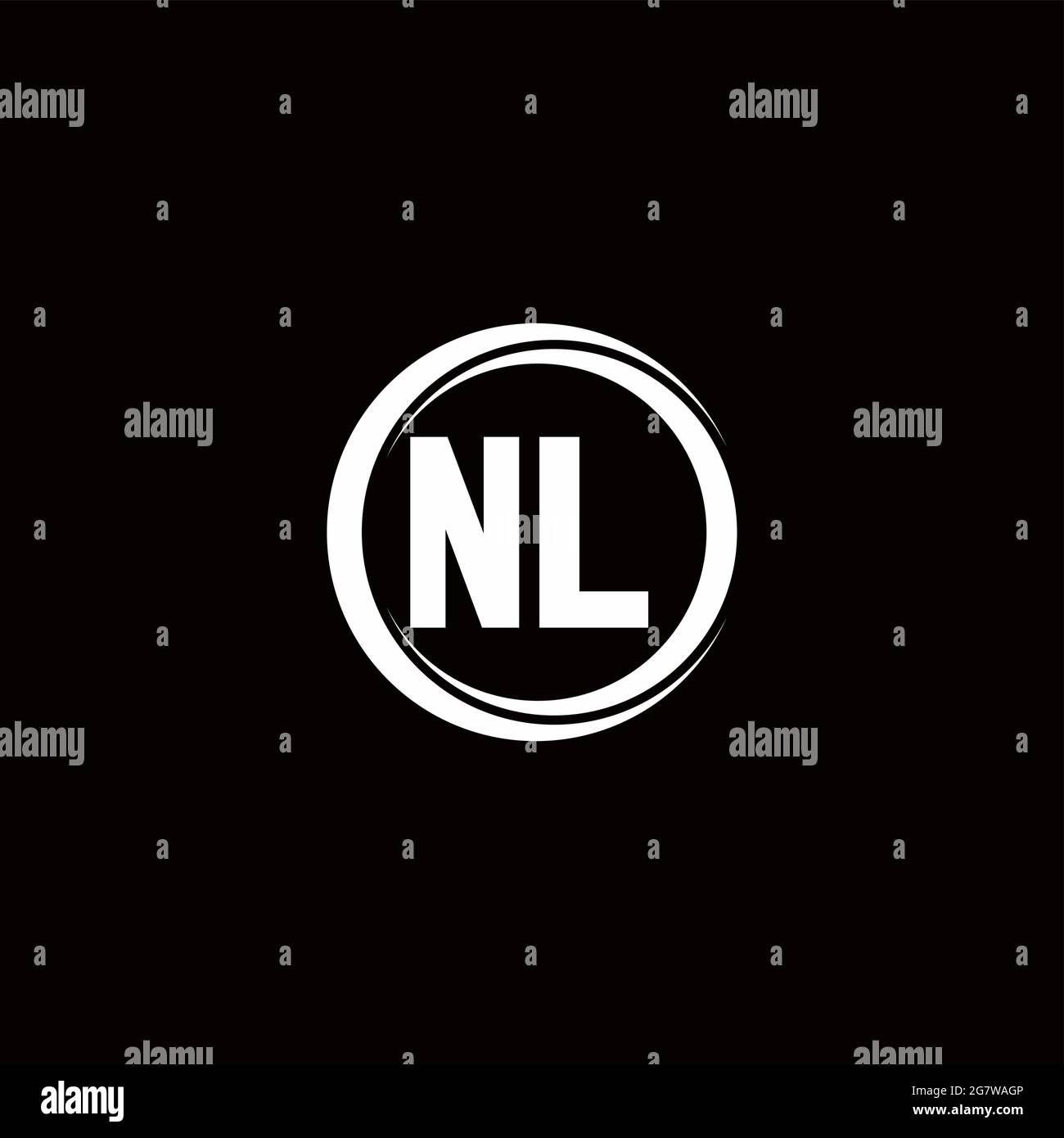 NL logo initial letter monogram with circle slice rounded design ...