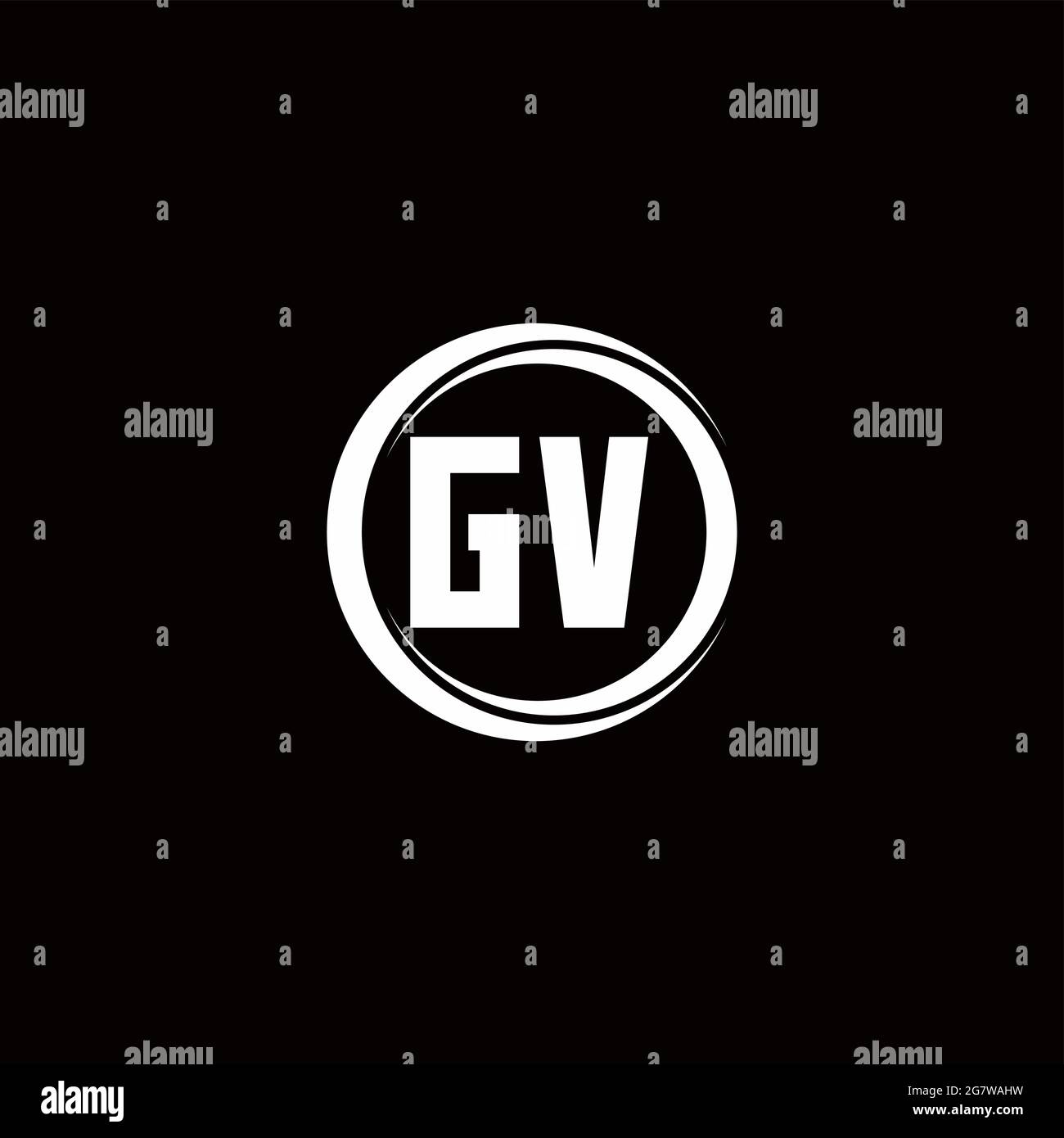 GV logo initial letter monogram with circle slice rounded design ...