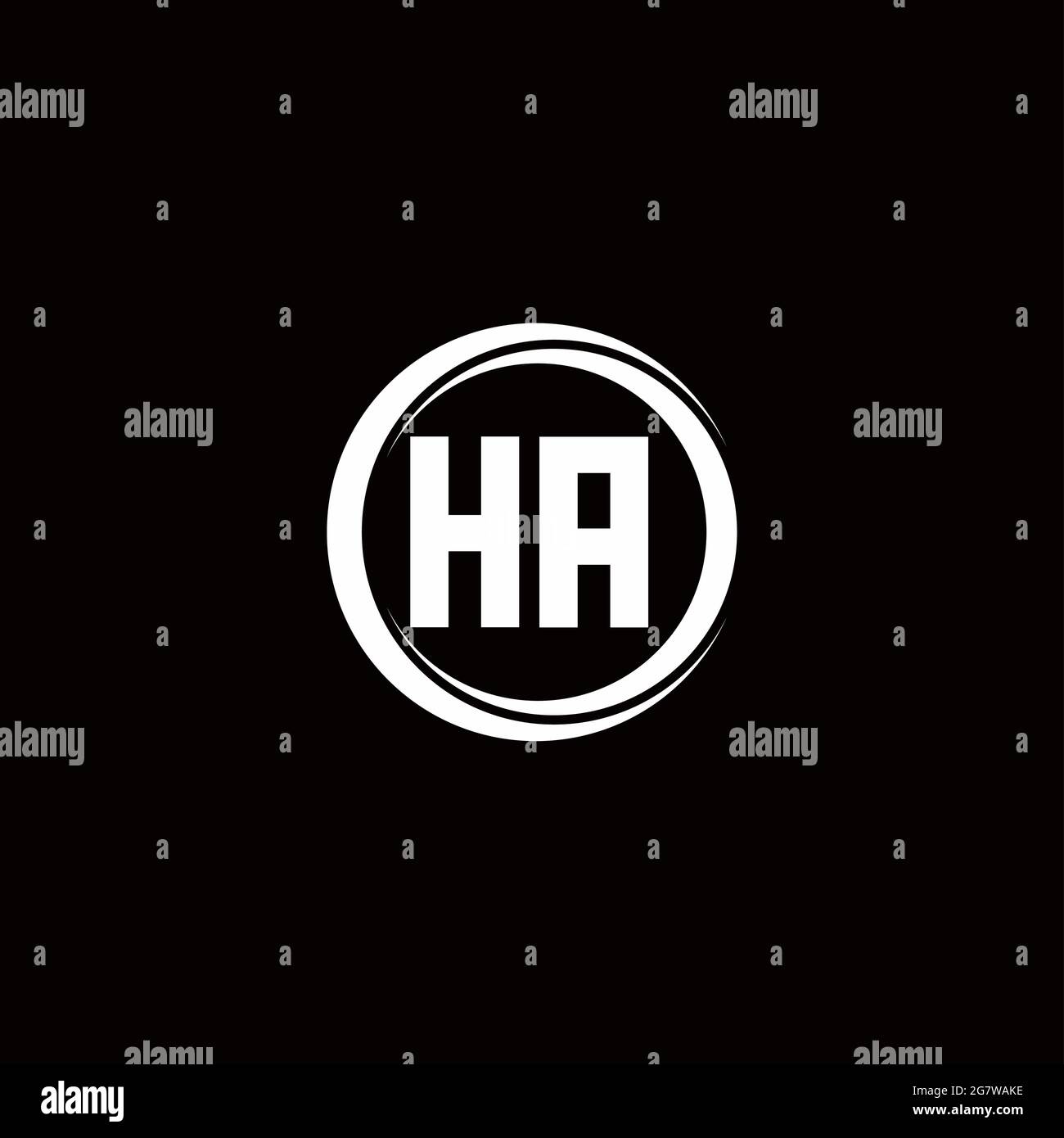 HA logo initial letter monogram with circle slice rounded design ...