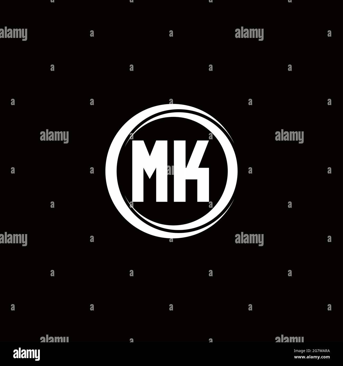 MK logo initial letter monogram with circle slice rounded design ...