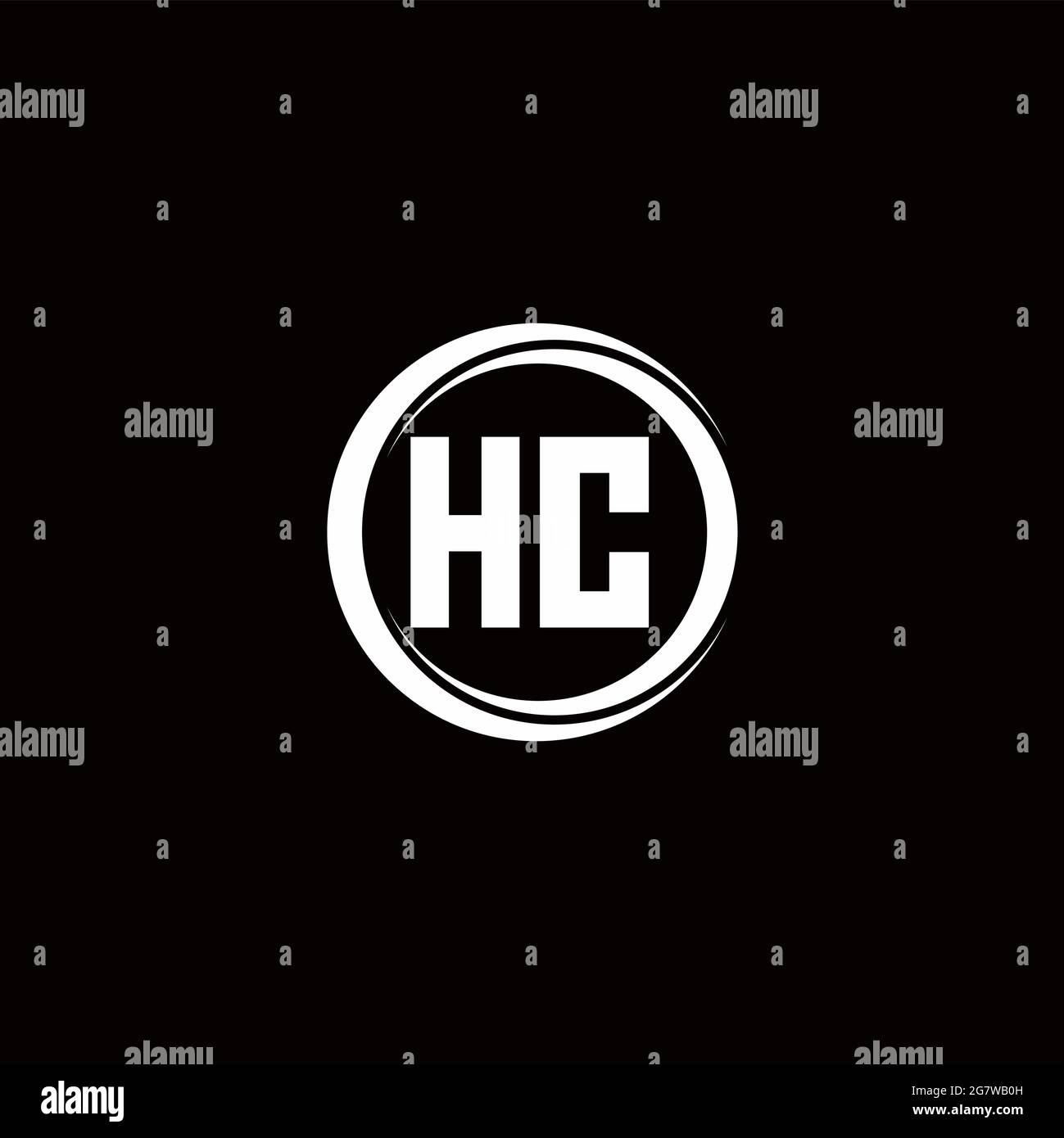 HC logo initial letter monogram with circle slice rounded design ...