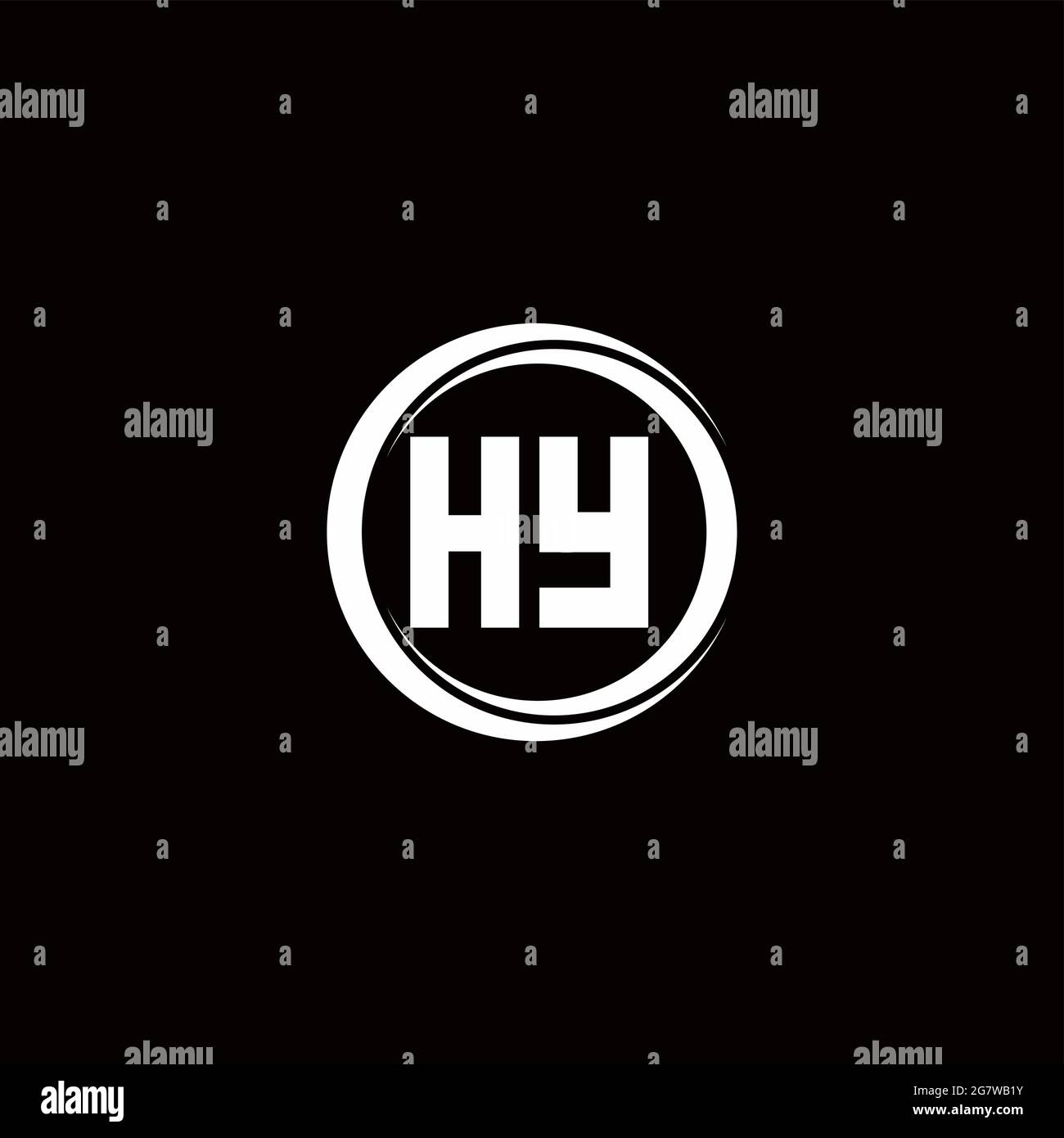 HY logo initial letter monogram with circle slice rounded design ...