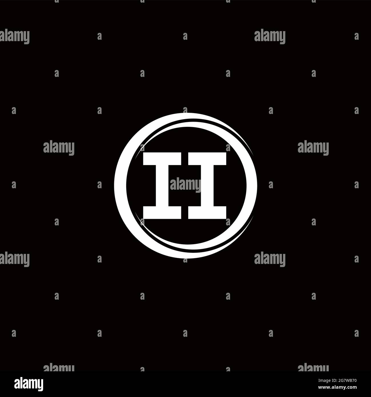 II logo initial letter monogram with circle slice rounded design ...