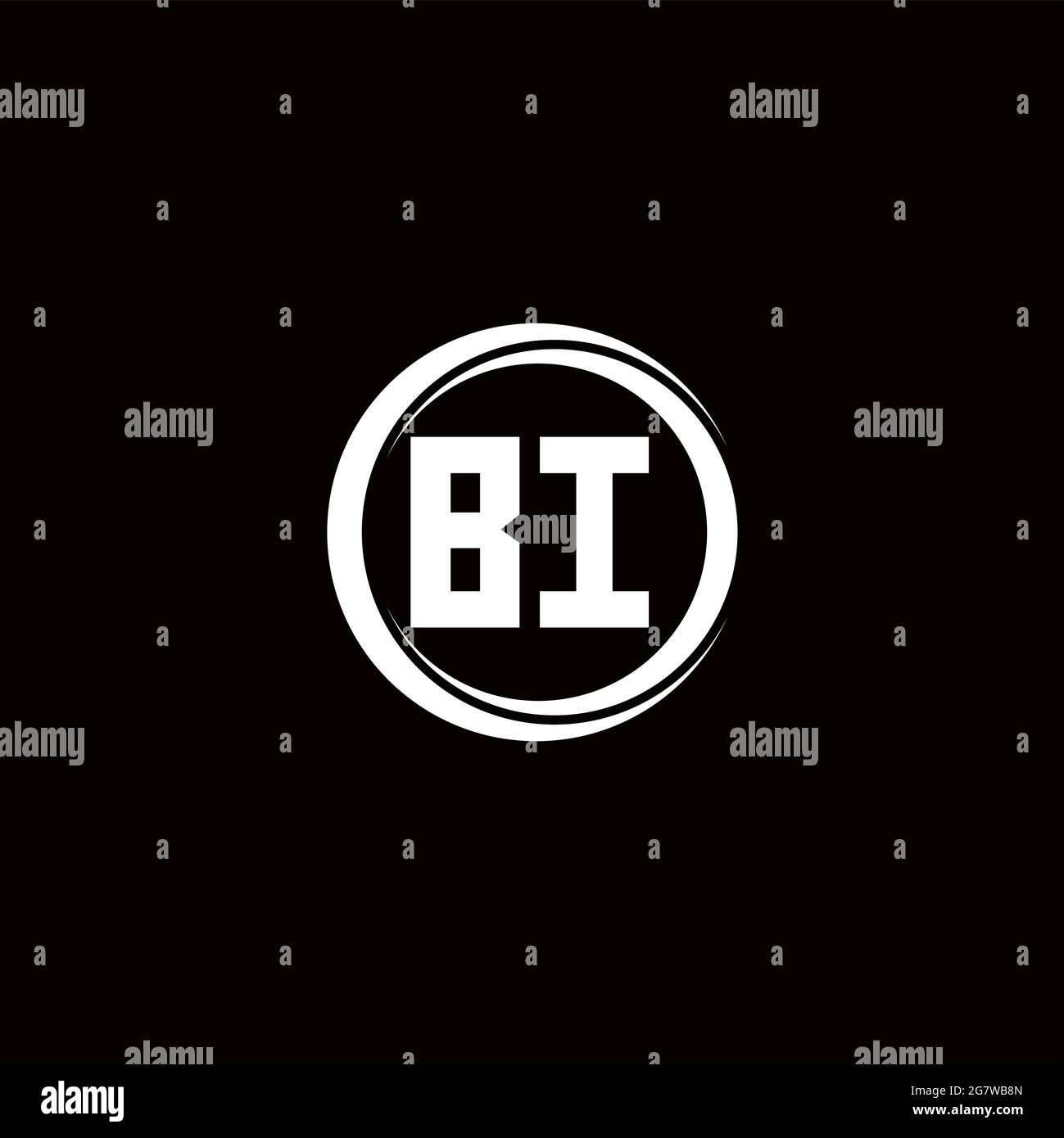 BI logo initial letter monogram with circle slice rounded design ...