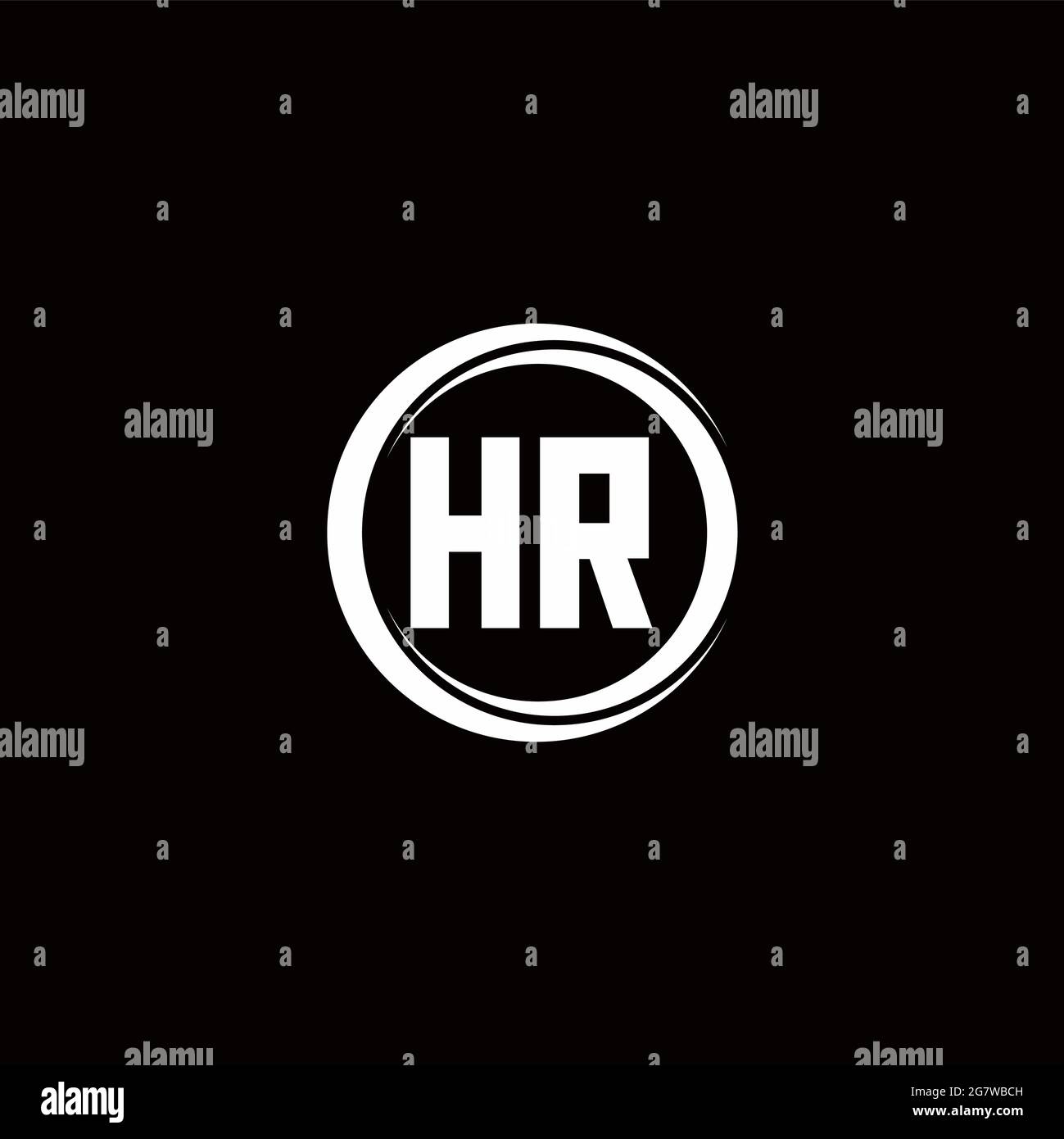 HR logo initial letter monogram with circle slice rounded design ...