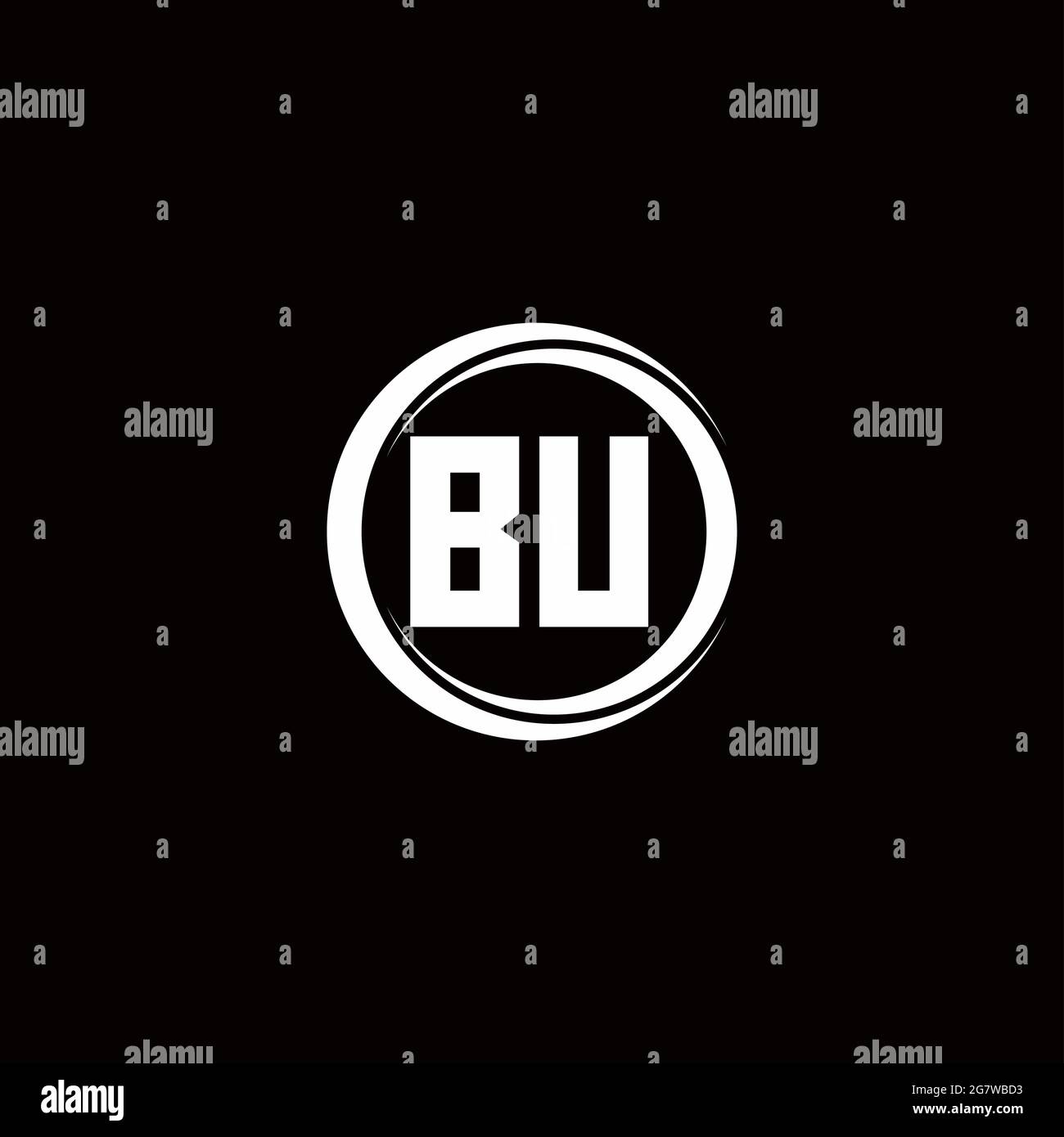 BU logo initial letter monogram with circle slice rounded design ...