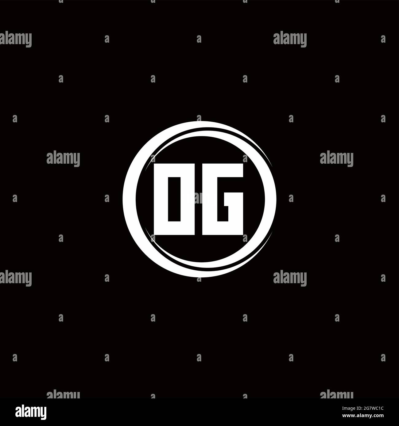 OG logo initial letter monogram with circle slice rounded design ...
