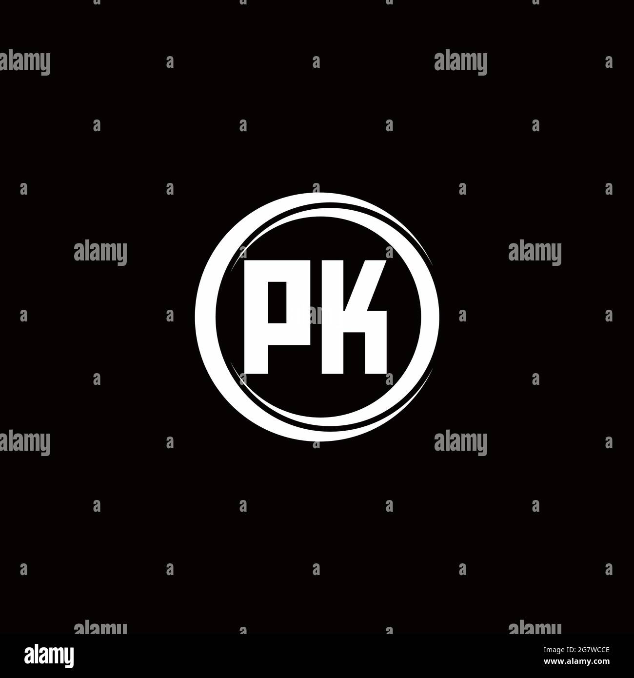 PK logo initial letter monogram with circle slice rounded design ...