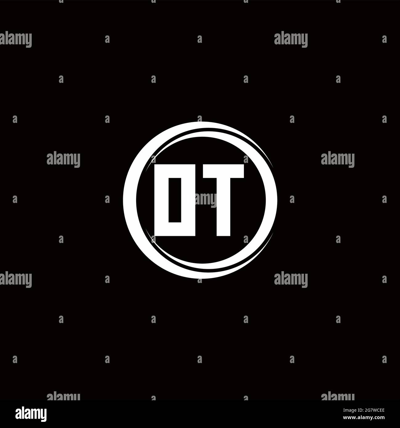 OT logo initial letter monogram with circle slice rounded design ...