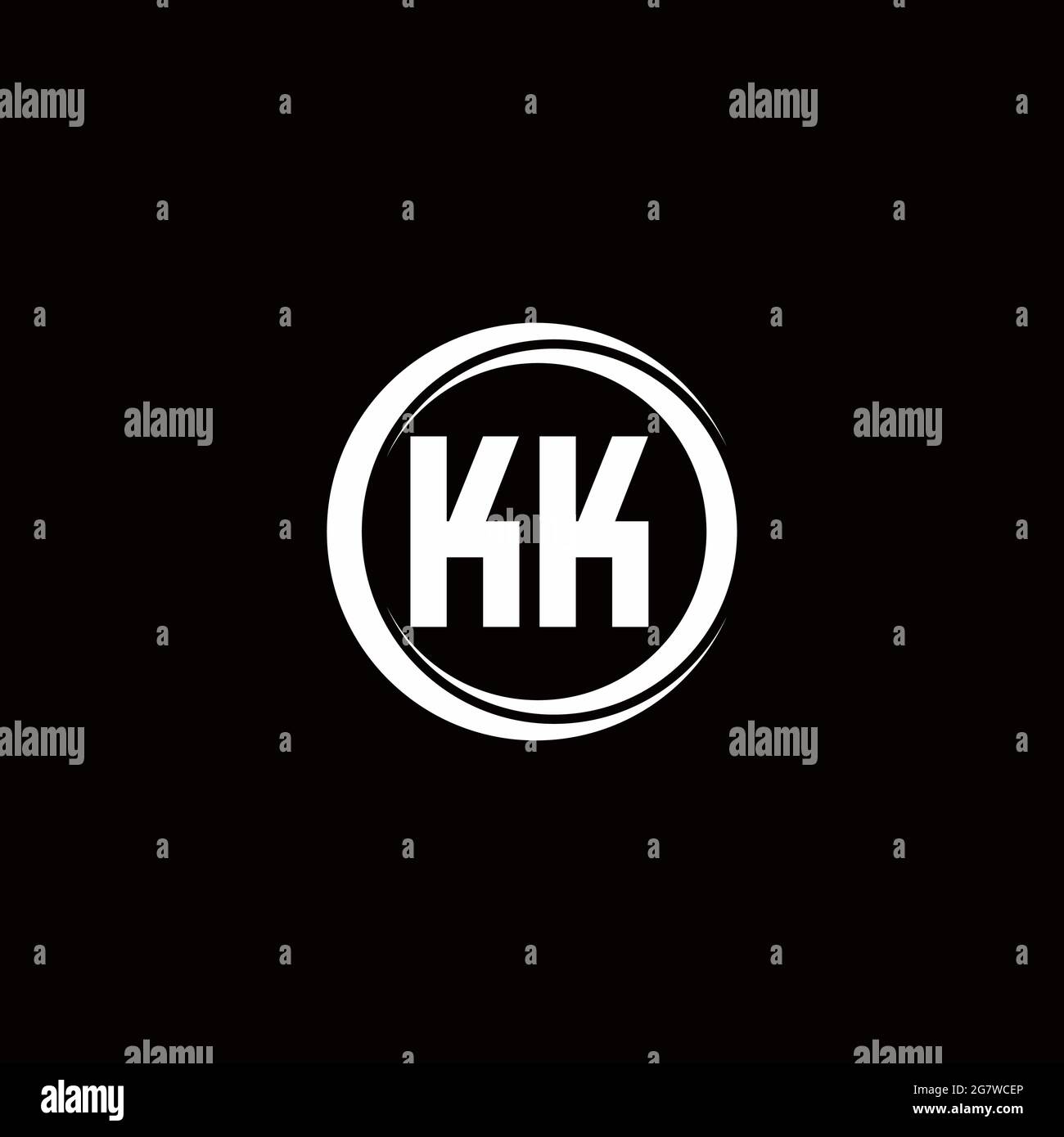 KK logo initial letter monogram with circle slice rounded design ...