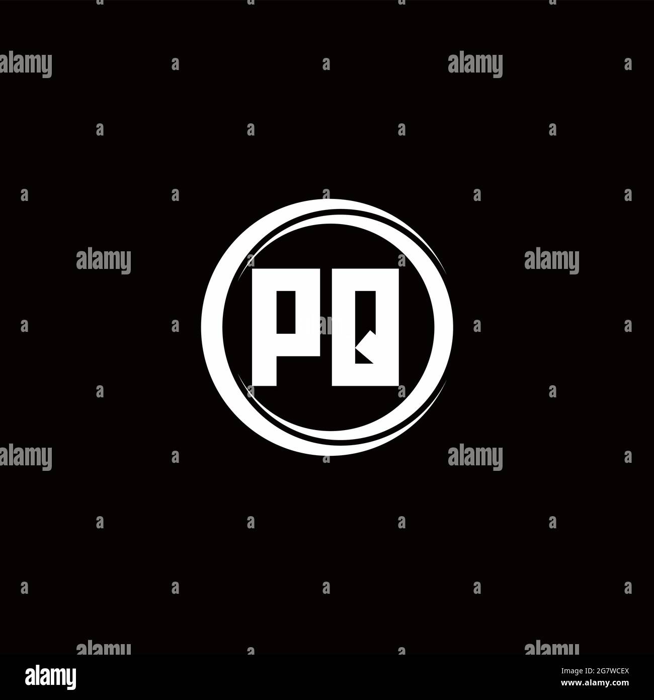 PQ logo initial letter monogram with circle slice rounded design ...