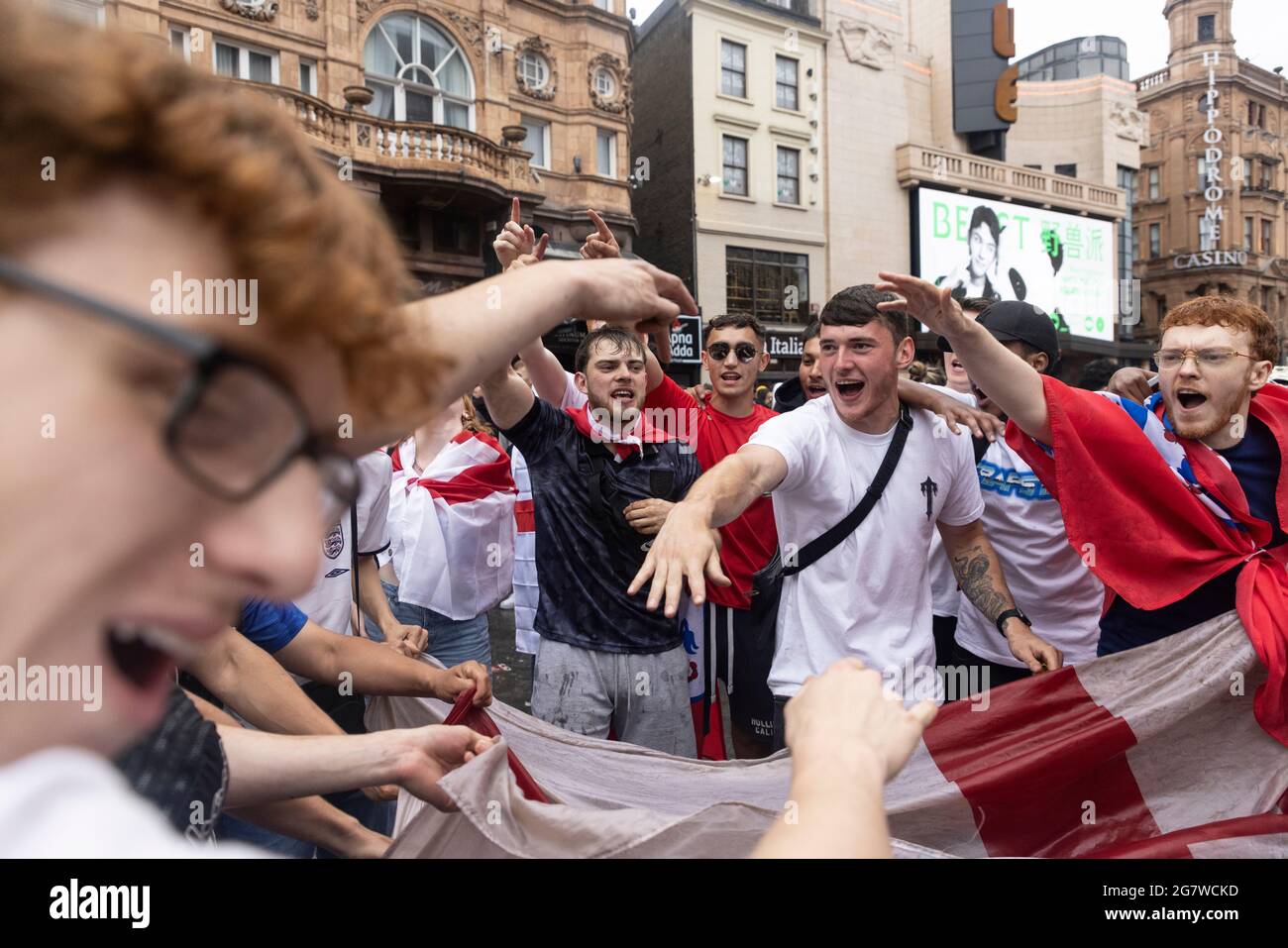 Crowd of English football fans partying before the England vs Italy ...