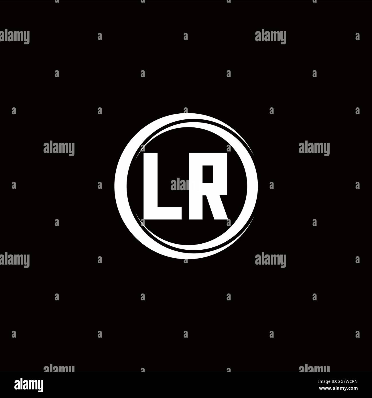 LR logo initial letter monogram with circle slice rounded design ...